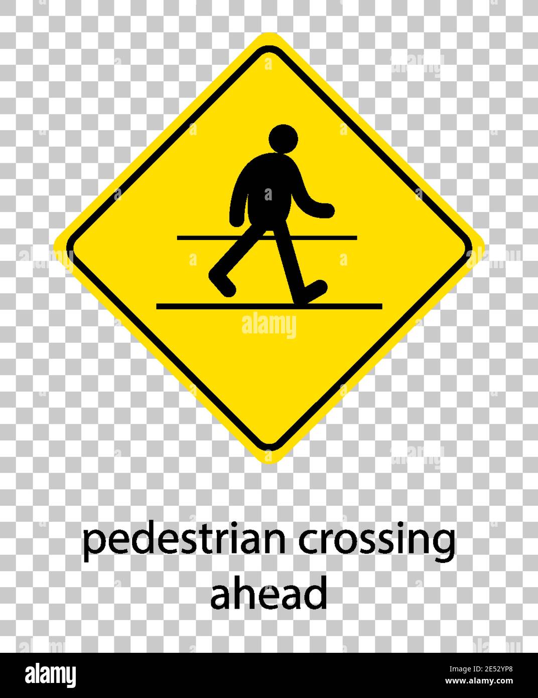 Yellow traffic warning sign on transparent background illustration ...