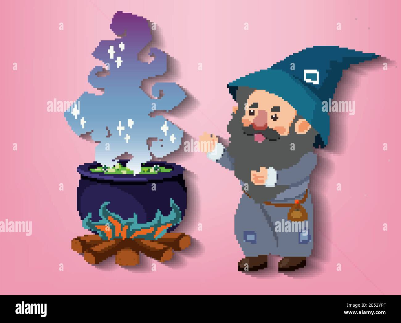 Little wizard cartoon character with potion pot illustration Stock ...