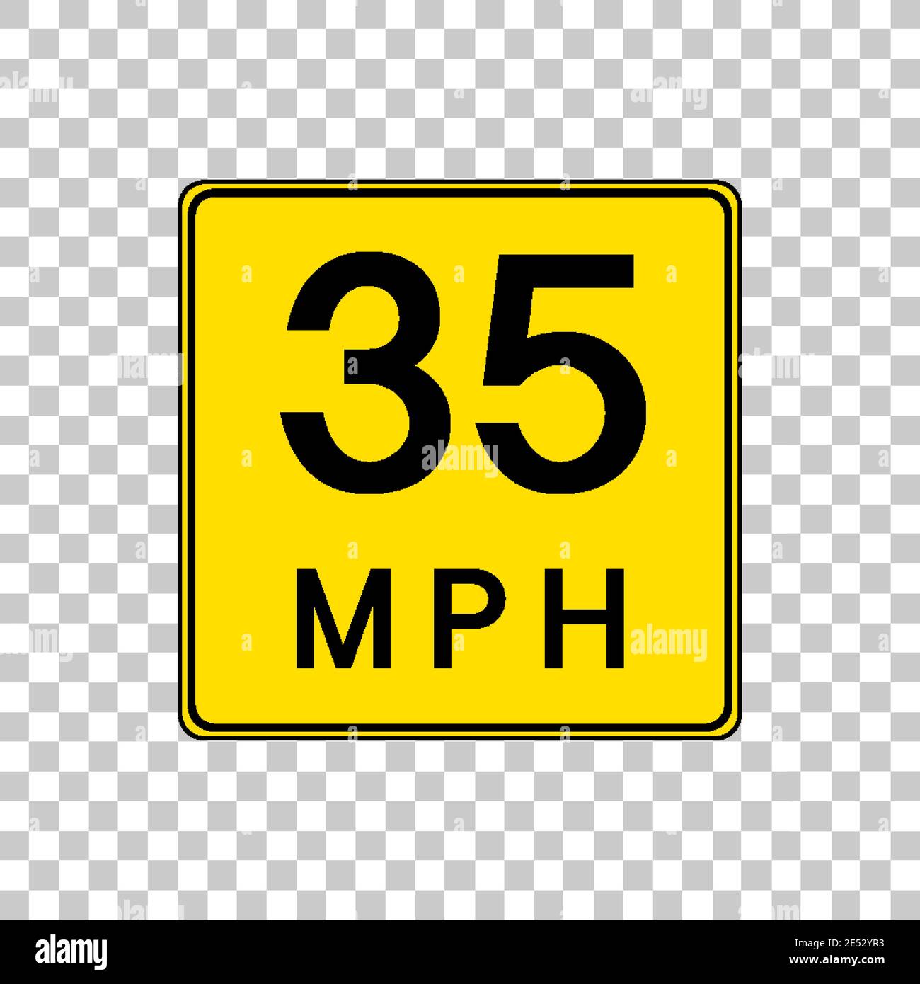 35 MPH road sign isolated on transparent background illustration Stock ...