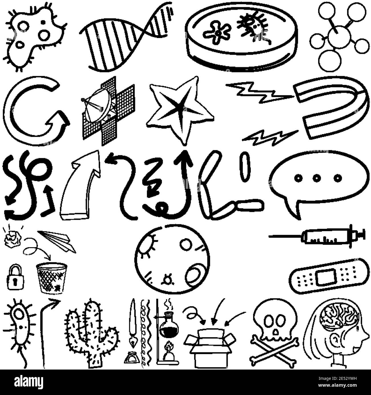 Set of item and symbol hand drawn doodle illustration Stock Vector ...