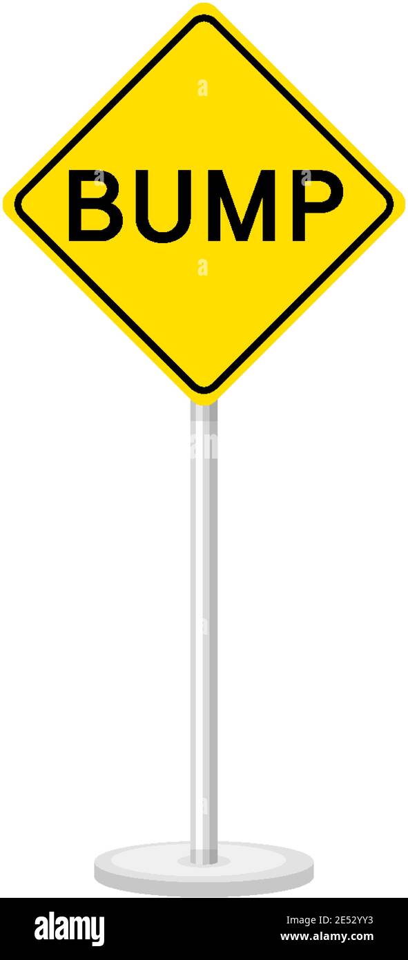 Yellow traffic warning sign on white background illustration Stock ...