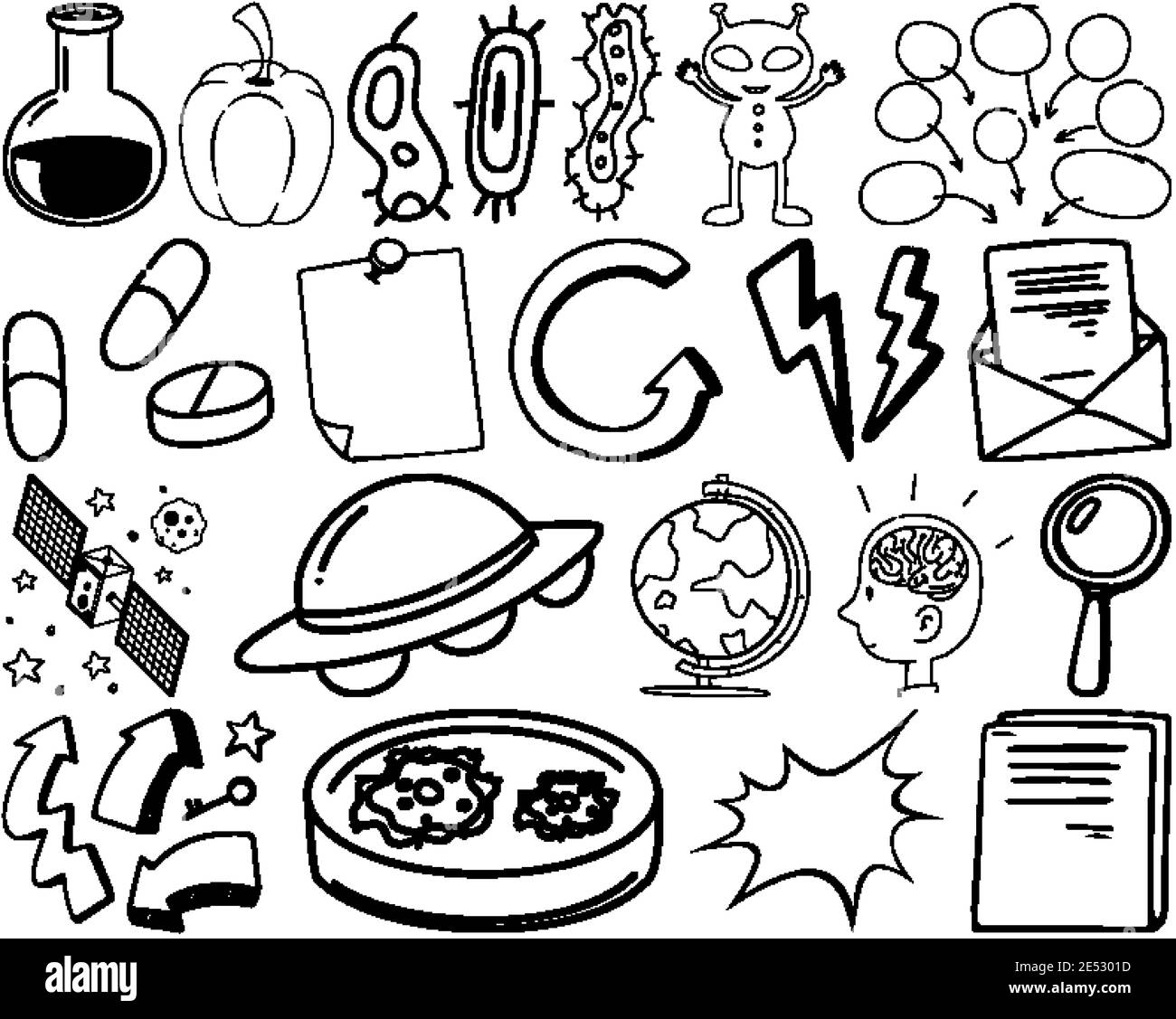 Set of item and symbol hand drawn doodle illustration Stock Vector ...