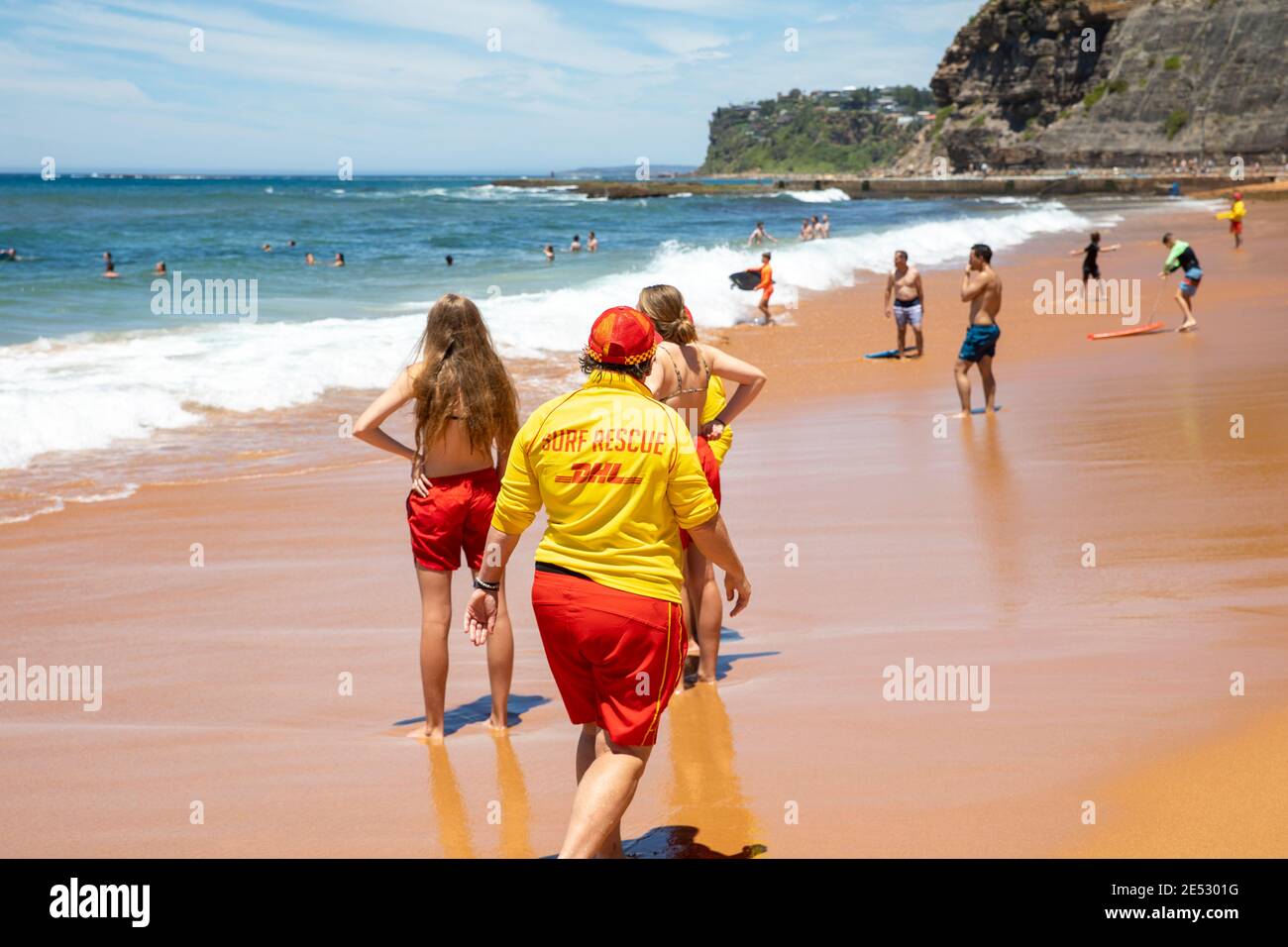 Female volunteer surf rescue lifeguards on Bilgola Beach Sydney ...