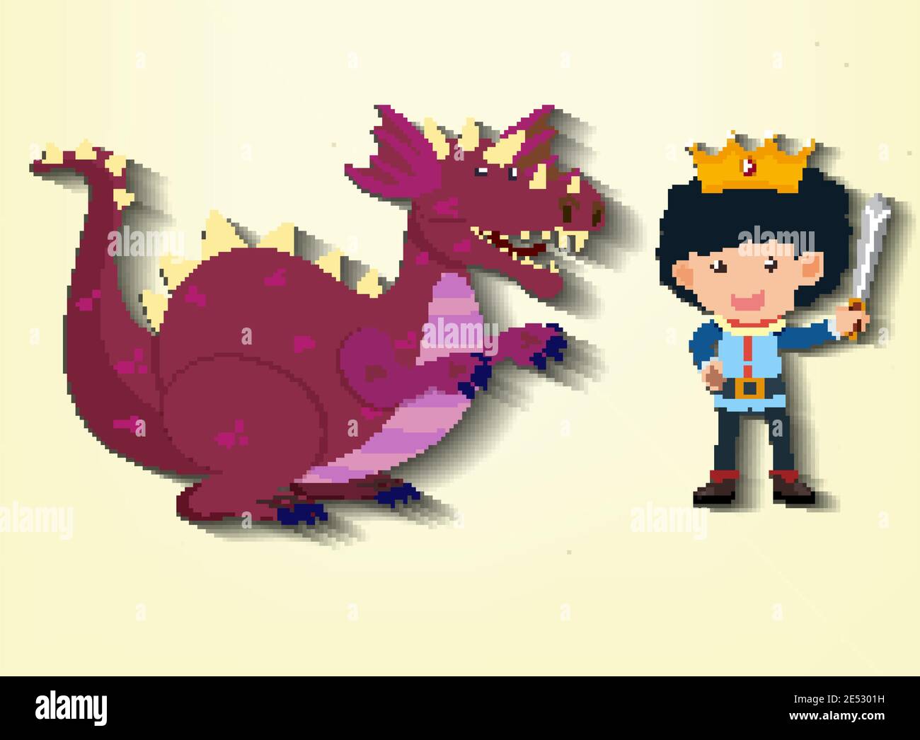Little knight and dragon cartoon character illustration Stock Vector ...