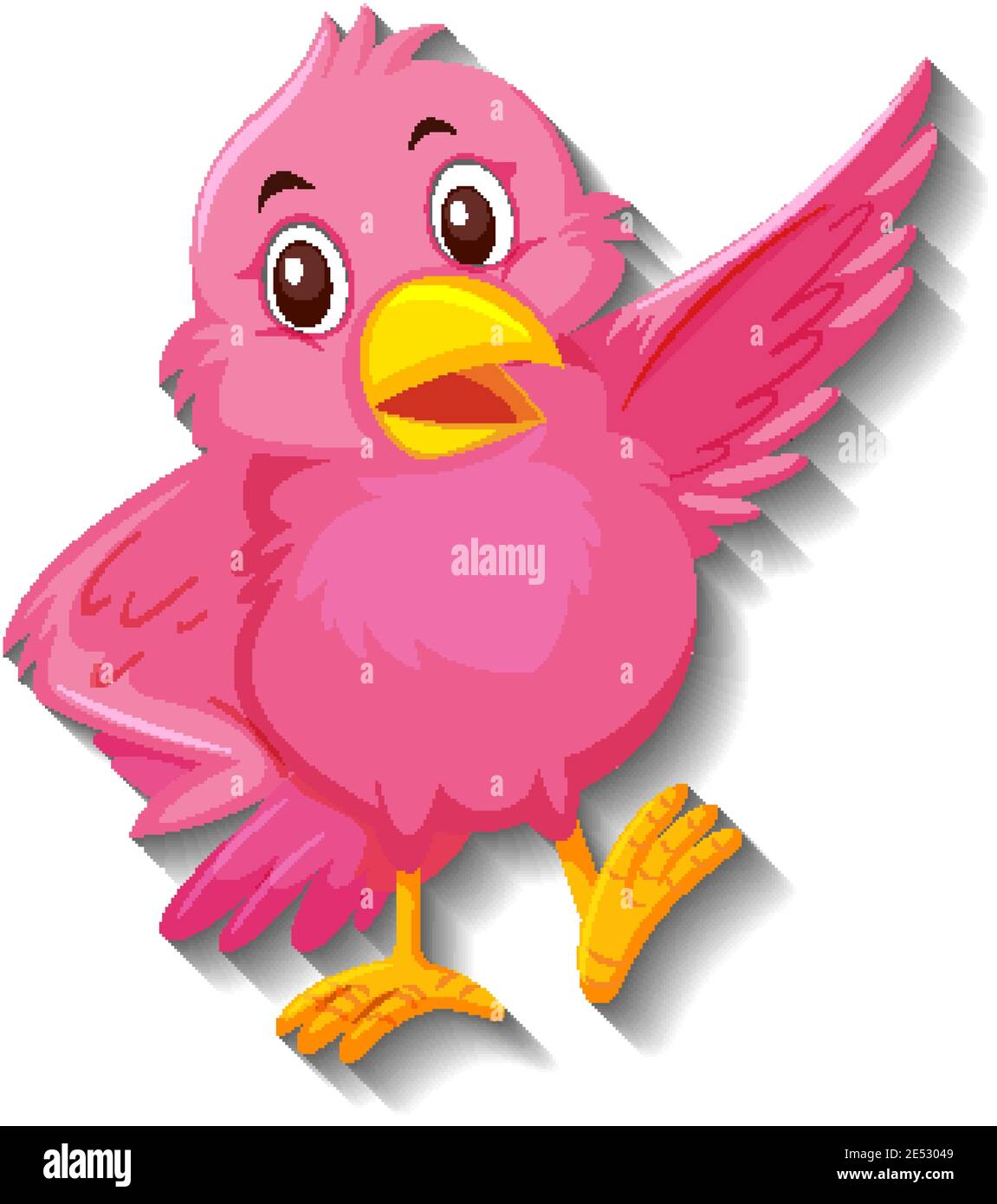 Cute pink bird cartoon character illustration Stock Vector Image & Art ...