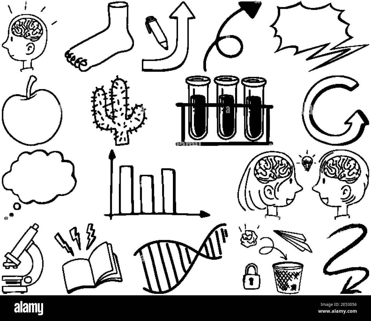 Set of item and symbol hand drawn doodle illustration Stock Vector ...