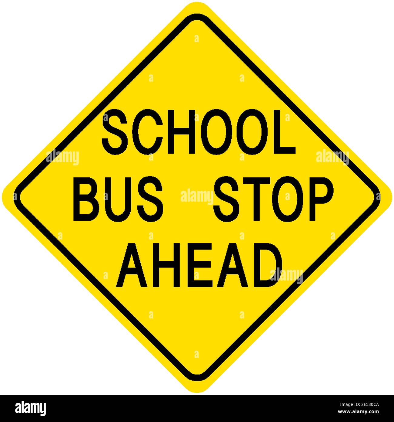 School bus stop ahead yellow sign on white background illustration ...