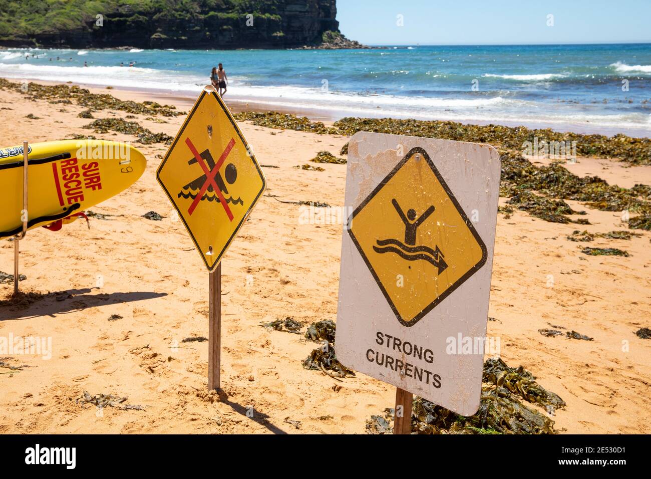 Strong currents and no swimming signs on Bilgola Beach in Sydney, which ...