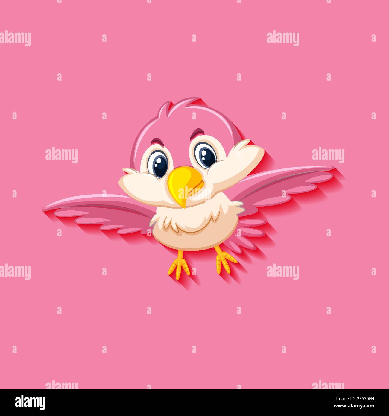 Cute pink bird cartoon character illustration Stock Vector Image & Art ...