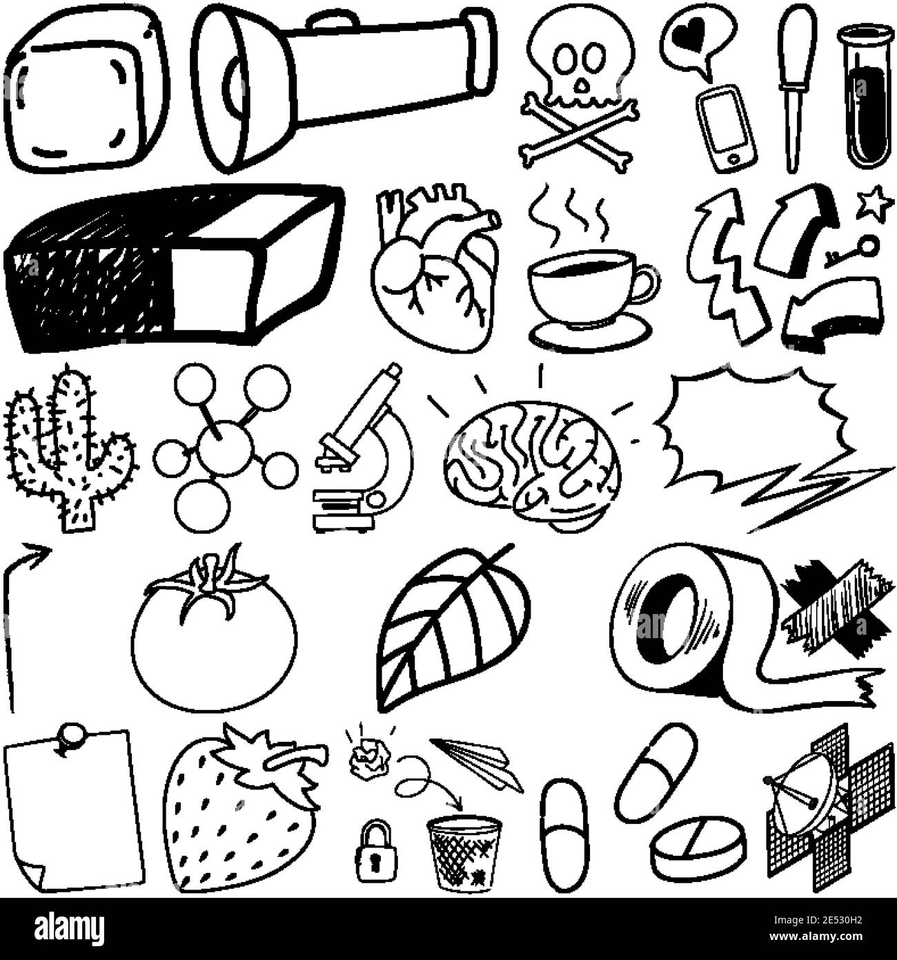 Set of item and symbol hand drawn doodle illustration Stock Vector ...