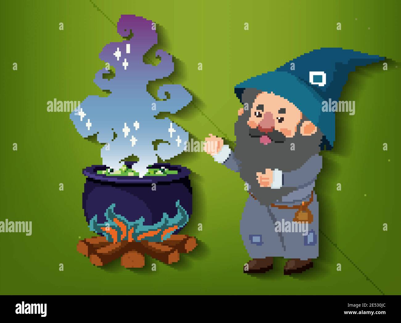 Little wizard cartoon character with potion pot illustration Stock ...