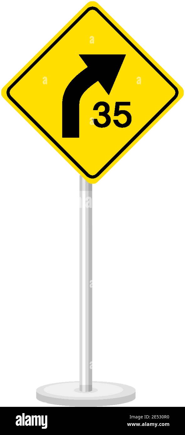 Yellow traffic warning sign on white background illustration Stock ...