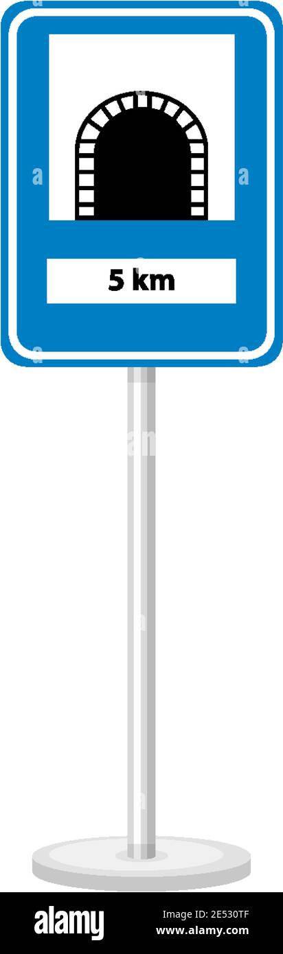 Tunnel sign with stand isolated on white background illustration Stock ...