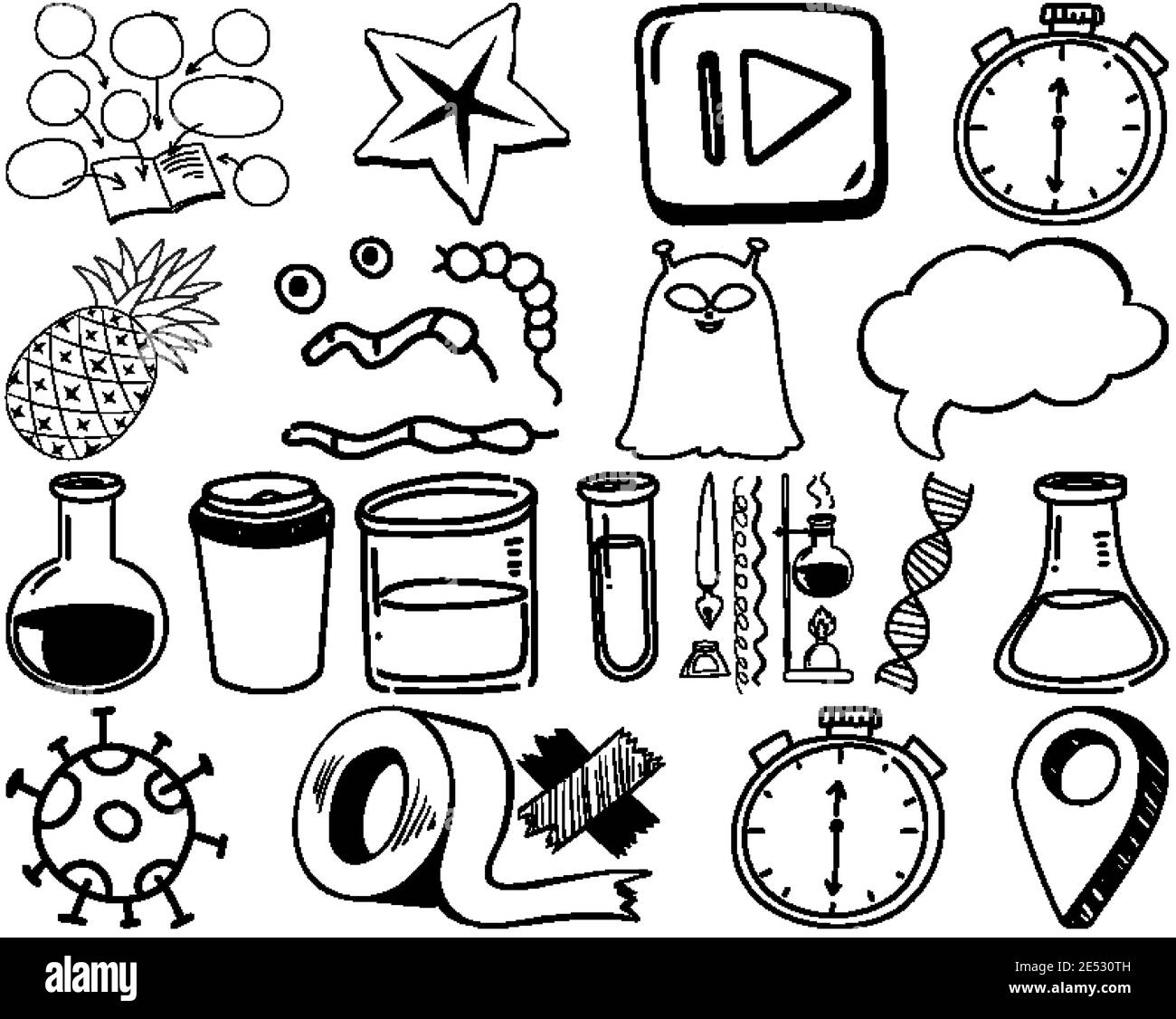 Set of item and symbol hand drawn doodle illustration Stock Vector ...