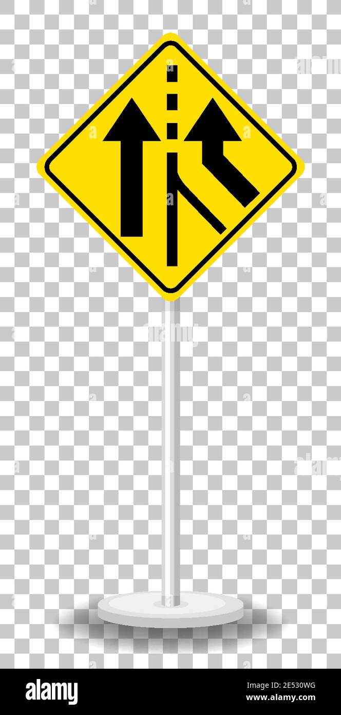 Yellow traffic warning sign on transparent background illustration ...