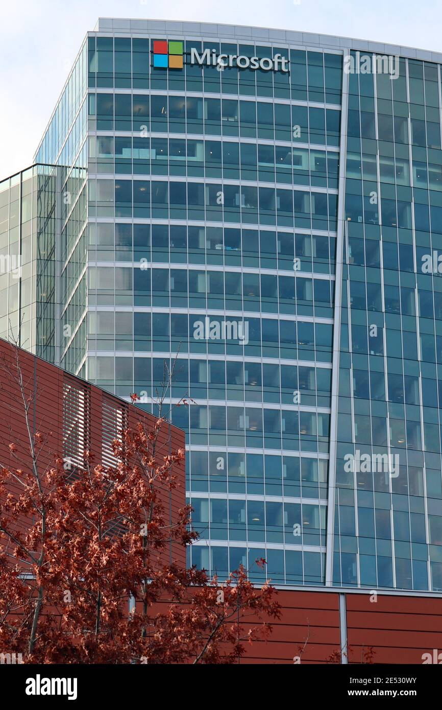 Bellevue, United States. 25th Jan, 2021. Microsoft logo seen at their ...
