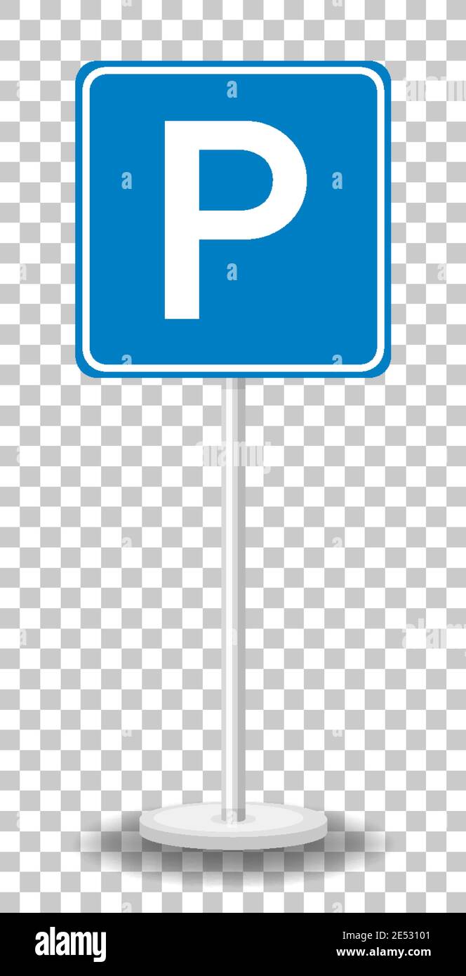 Parking sign with stand isolated on transparent background illustration ...