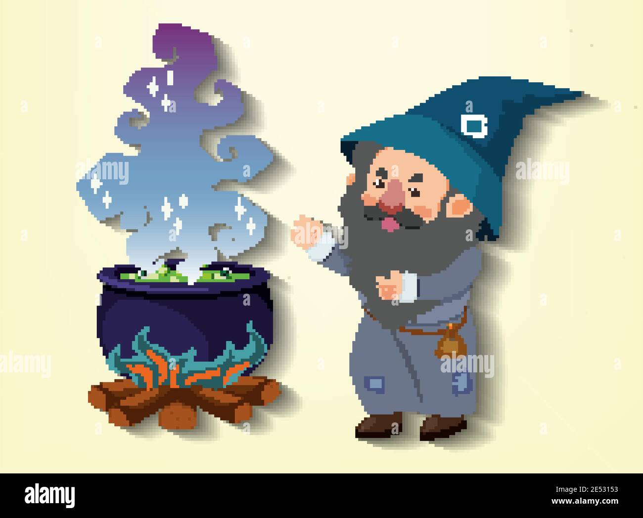 Little wizard cartoon character with potion pot illustration Stock ...