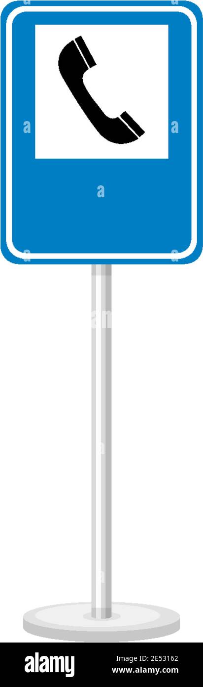 Telephone traffic sign with stand isolated on white background ...