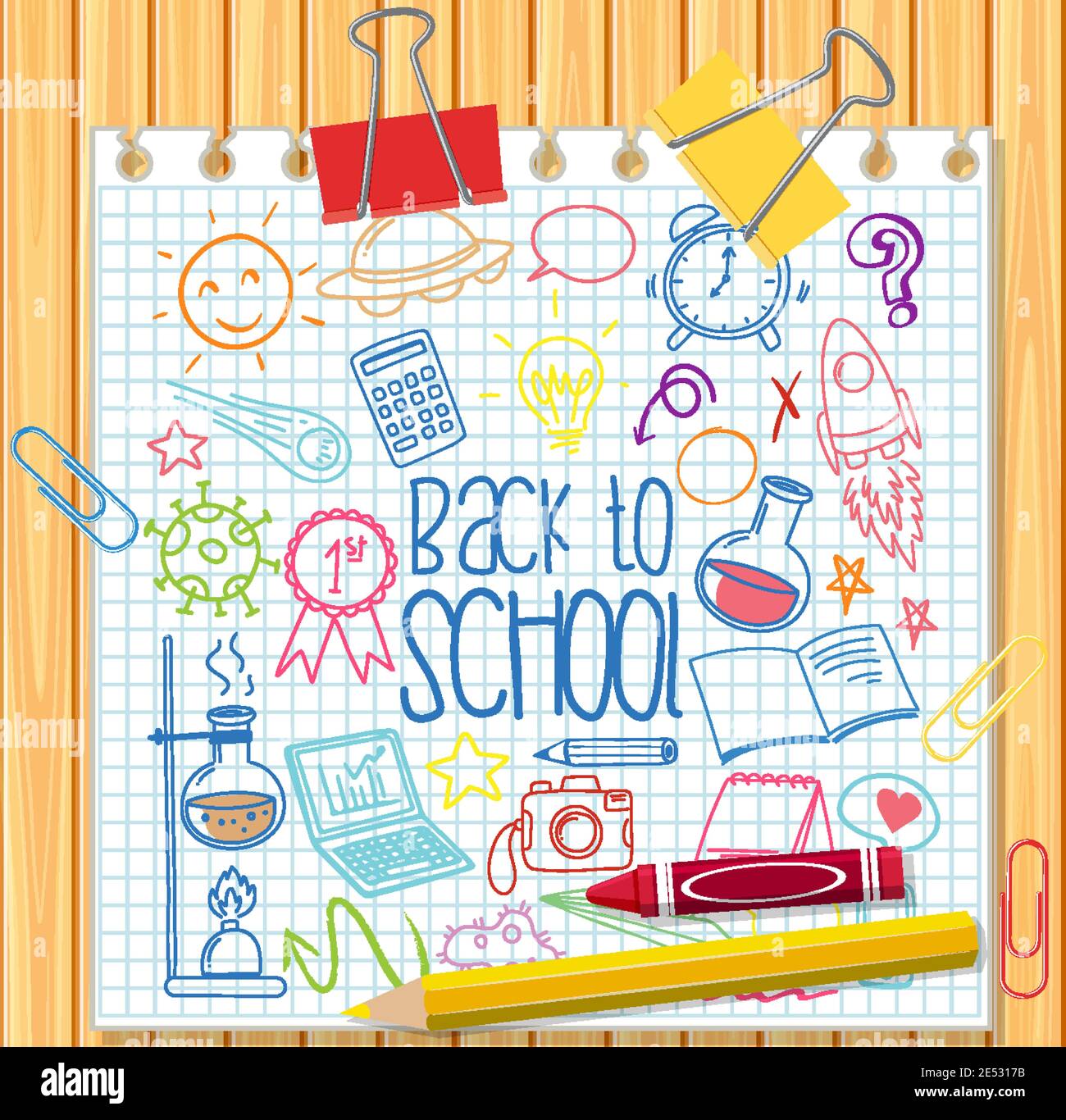 Set of school element doodle on paper illustration Stock Vector Image ...
