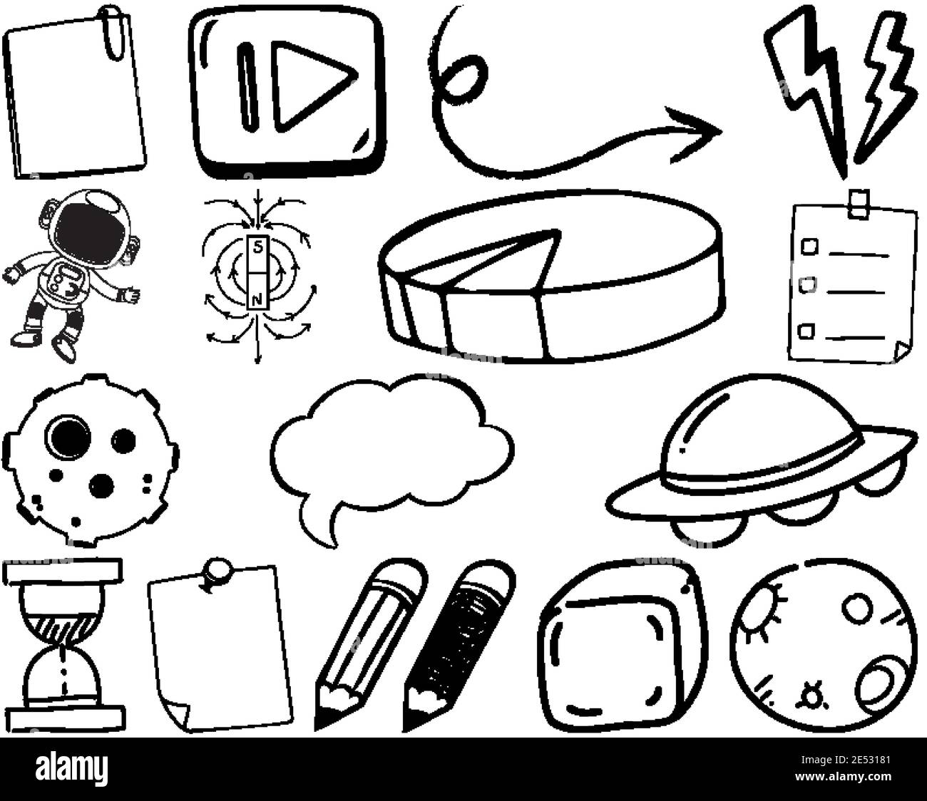 Set of item and symbol hand drawn doodle illustration Stock Vector ...