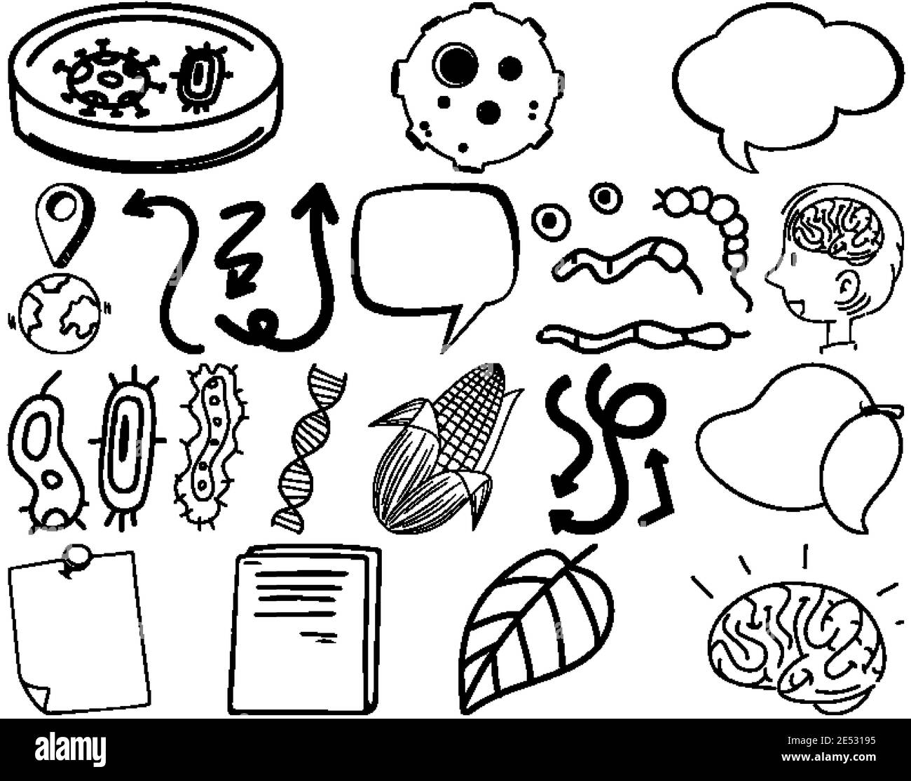 Set of item and symbol hand drawn doodle illustration Stock Vector ...