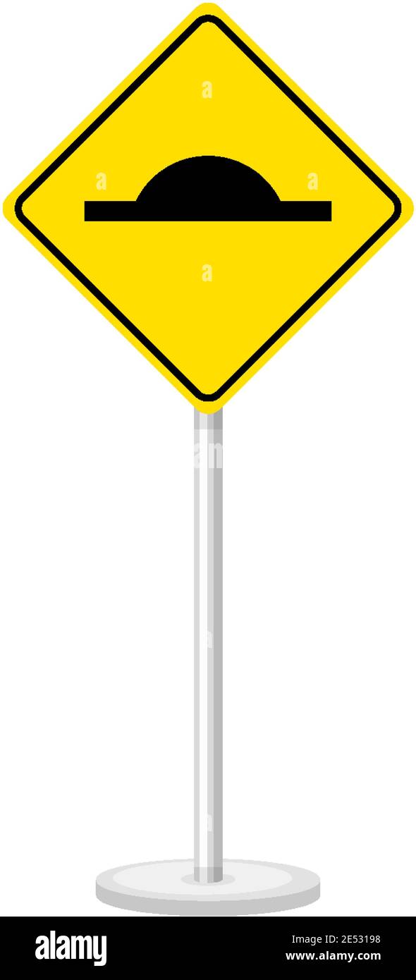 Speed bump traffic sign isolated on white background illustration Stock ...