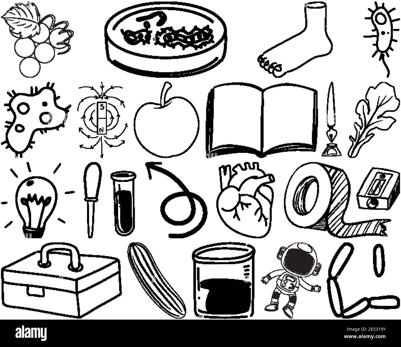Set of item and symbol hand drawn doodle illustration Stock Vector ...