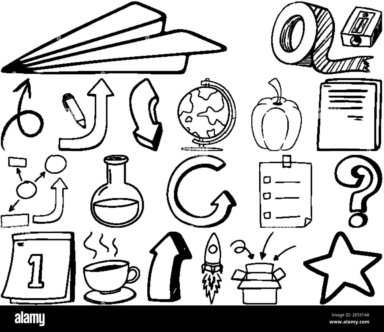 Set of item and symbol hand drawn doodle illustration Stock Vector ...
