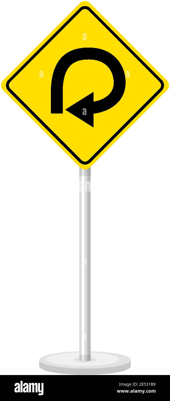 Yellow traffic warning sign on white background illustration Stock ...