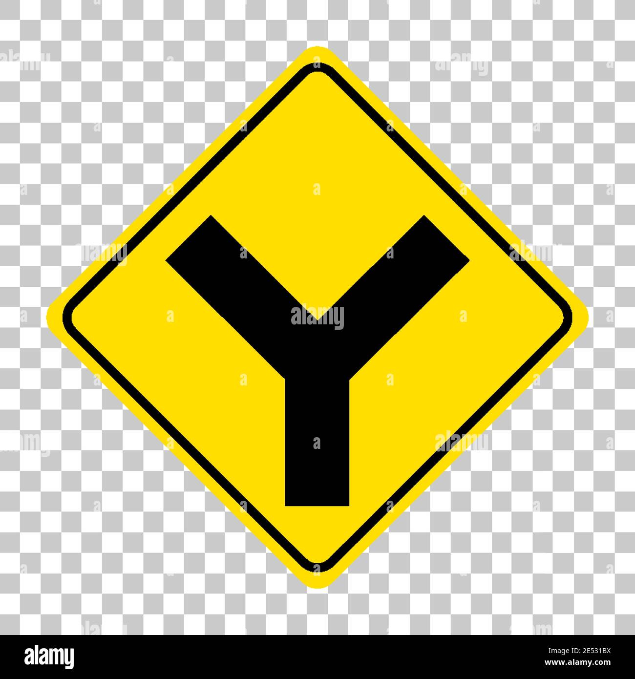 Yellow traffic warning sign on transparent background illustration ...