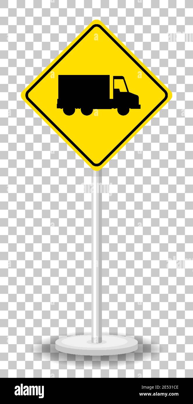 Yellow truck sign isolated on transparent background illustration Stock ...