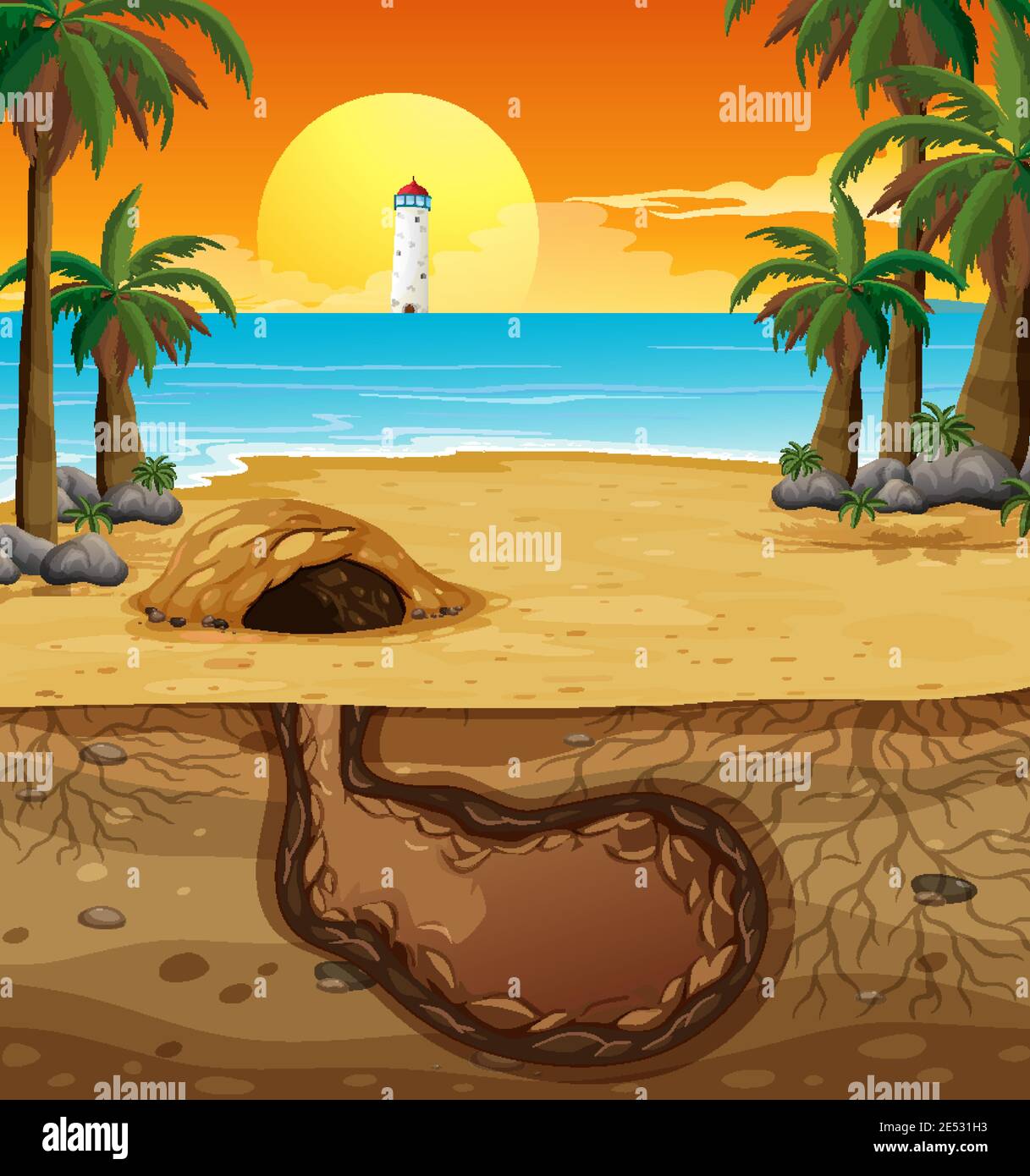 Empty underground animal hole illustration Stock Vector Image & Art - Alamy