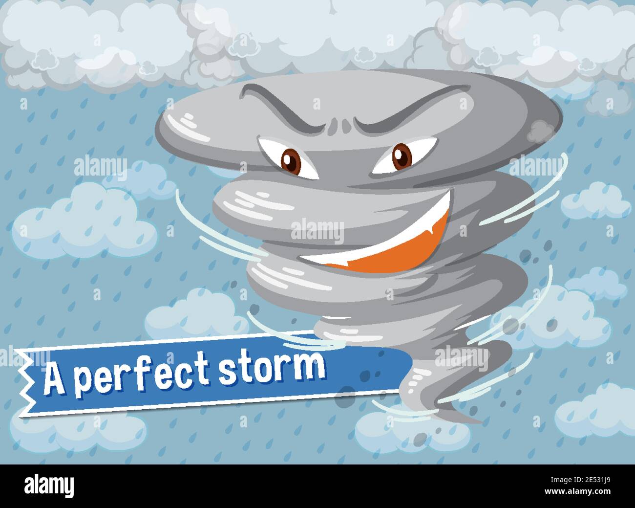 Idiom poster with A perfect storm illustration Stock Vector Image & Art ...