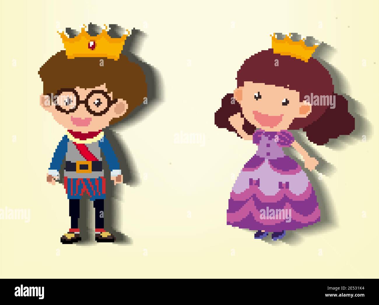 Little prince and princess cartoon character illustration Stock Vector ...