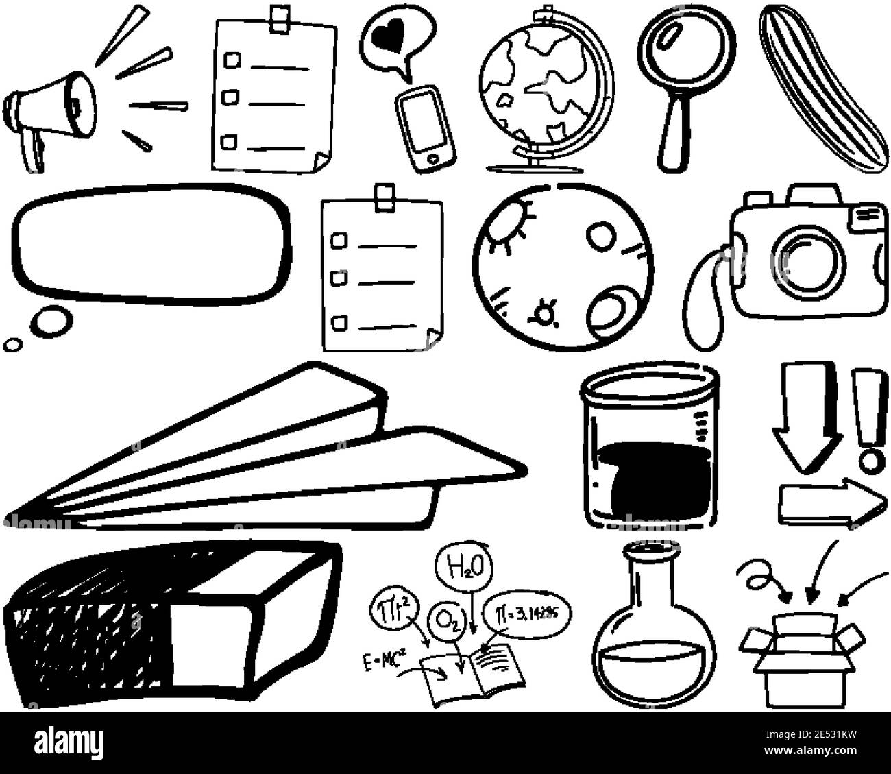 Set of item and symbol hand drawn doodle illustration Stock Vector ...