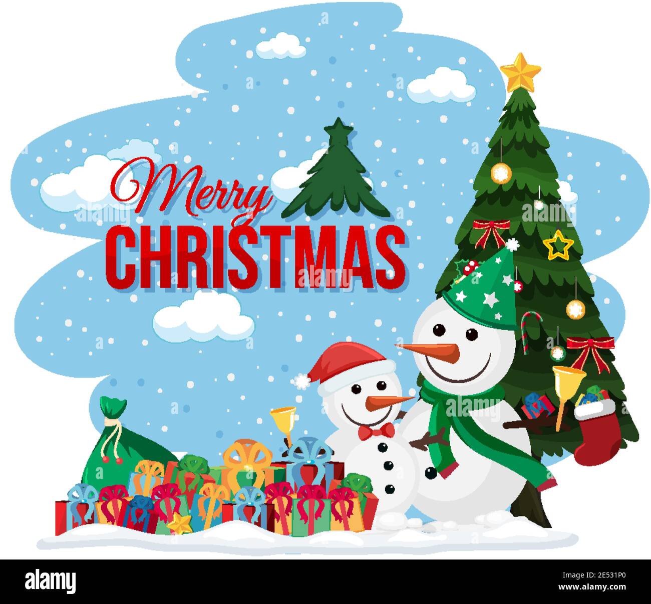 Snowman celebrating Christmas banner illustration Stock Vector Image ...