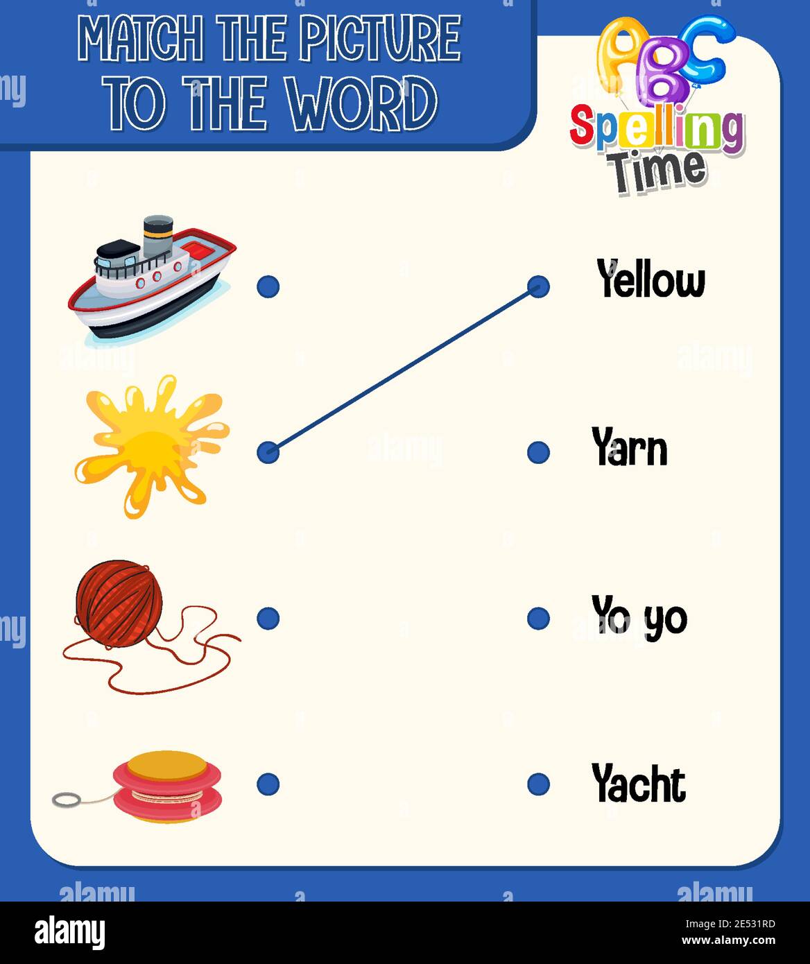 Match the picture to the word worksheet for children illustration Stock ...