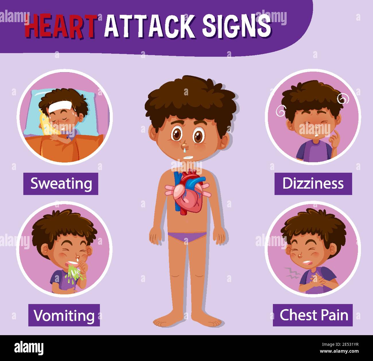 Medical information on heart attack signs illustration Stock Vector ...