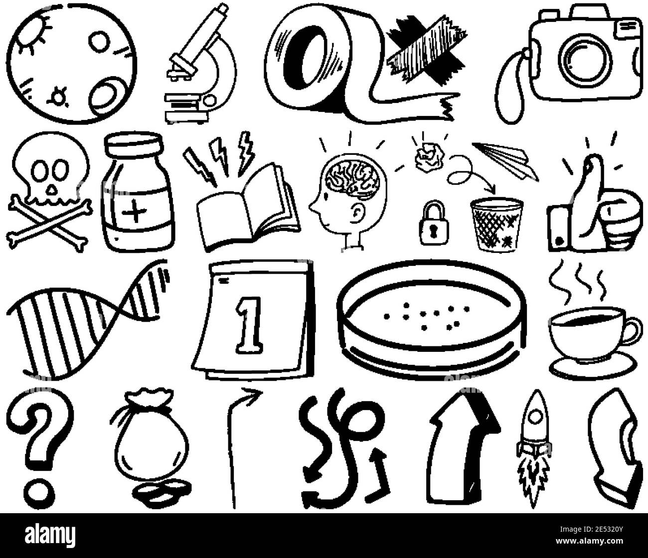 Set of item and symbol hand drawn doodle illustration Stock Vector ...