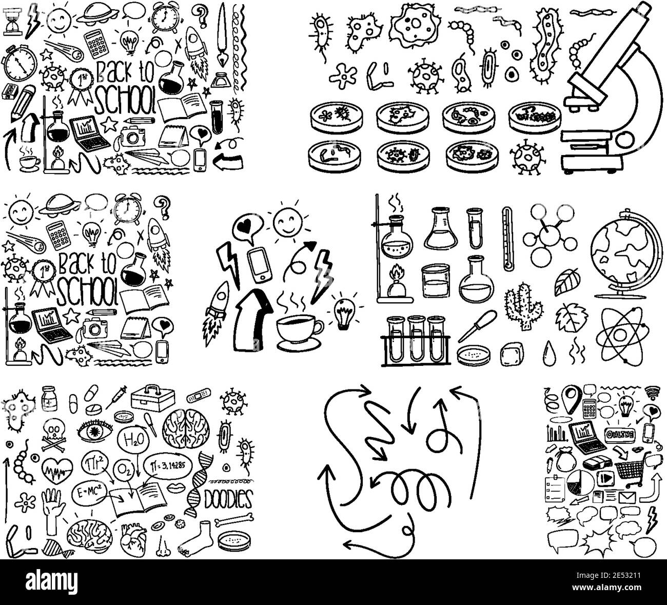 Set of object and symbol hand drawn doodle on white background ...