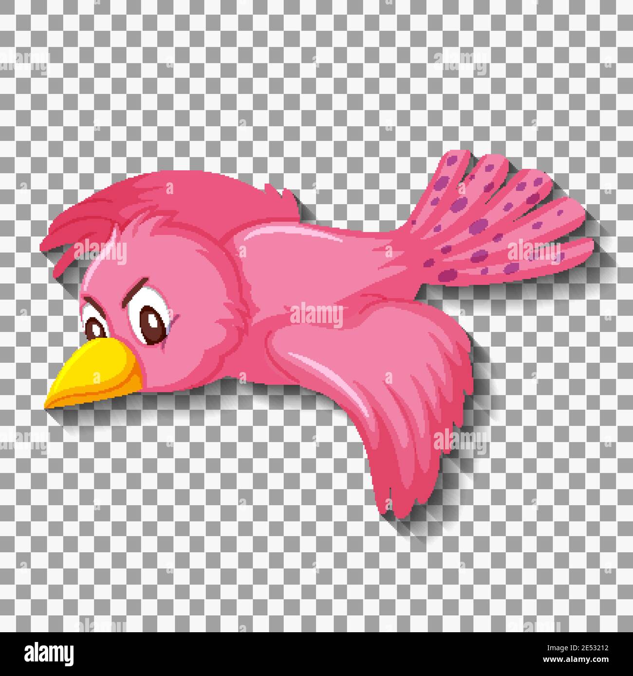 Cute pink bird cartoon character illustration Stock Vector Image & Art ...