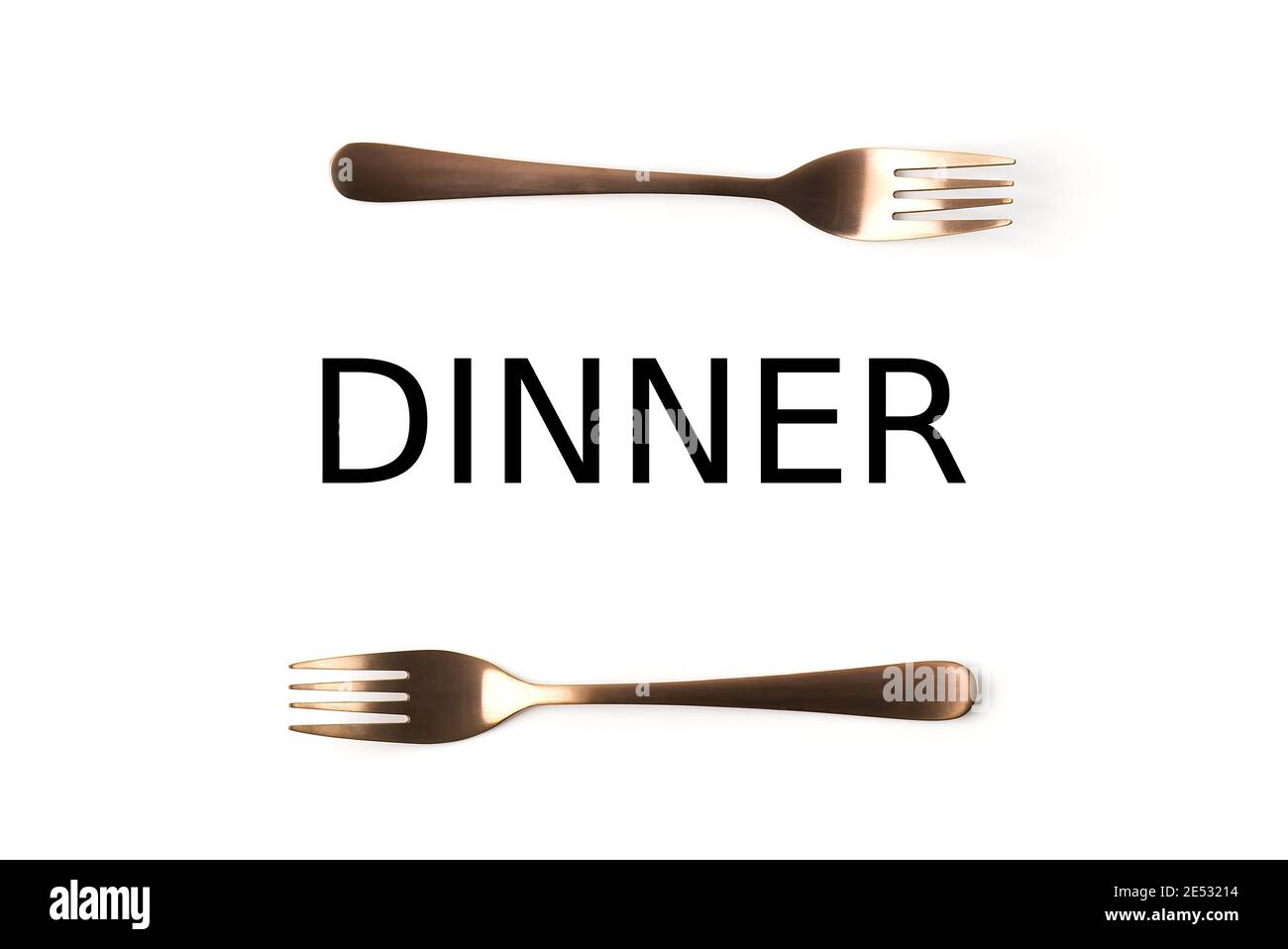 Banner of two forks, isolated on white background Stock Photo - Alamy