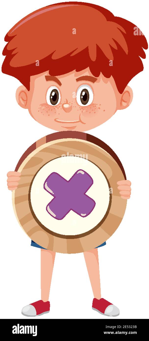 Student boy holding basic math symbol or sign cartoon character ...
