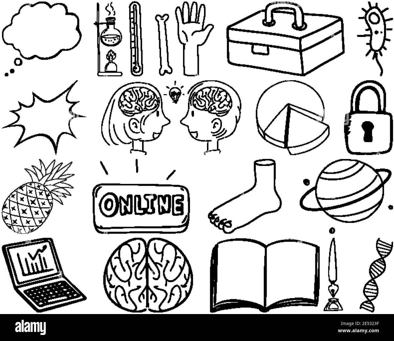 Set of item and symbol hand drawn doodle illustration Stock Vector ...