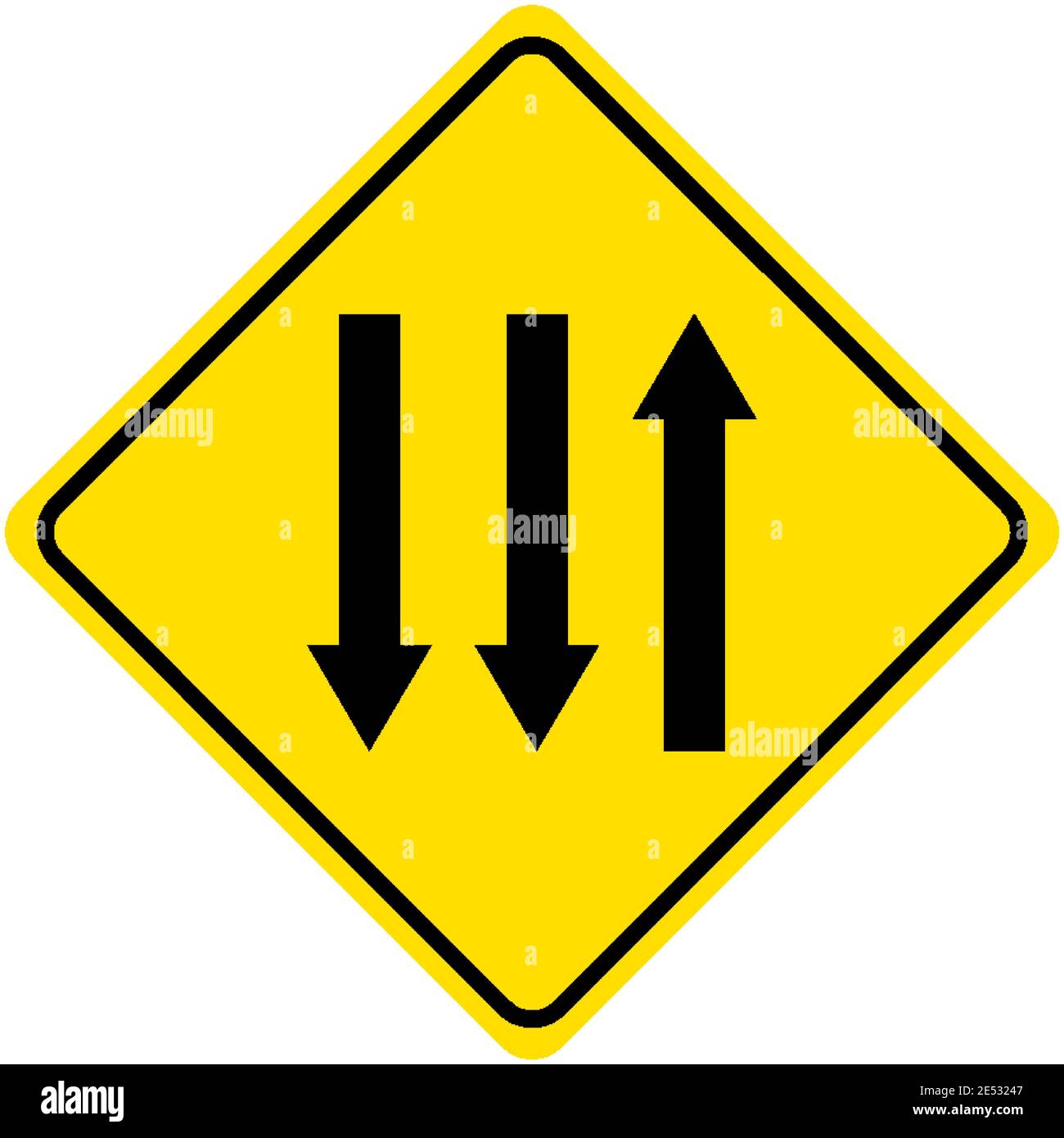 Yellow traffic warning sign on white background illustration Stock ...