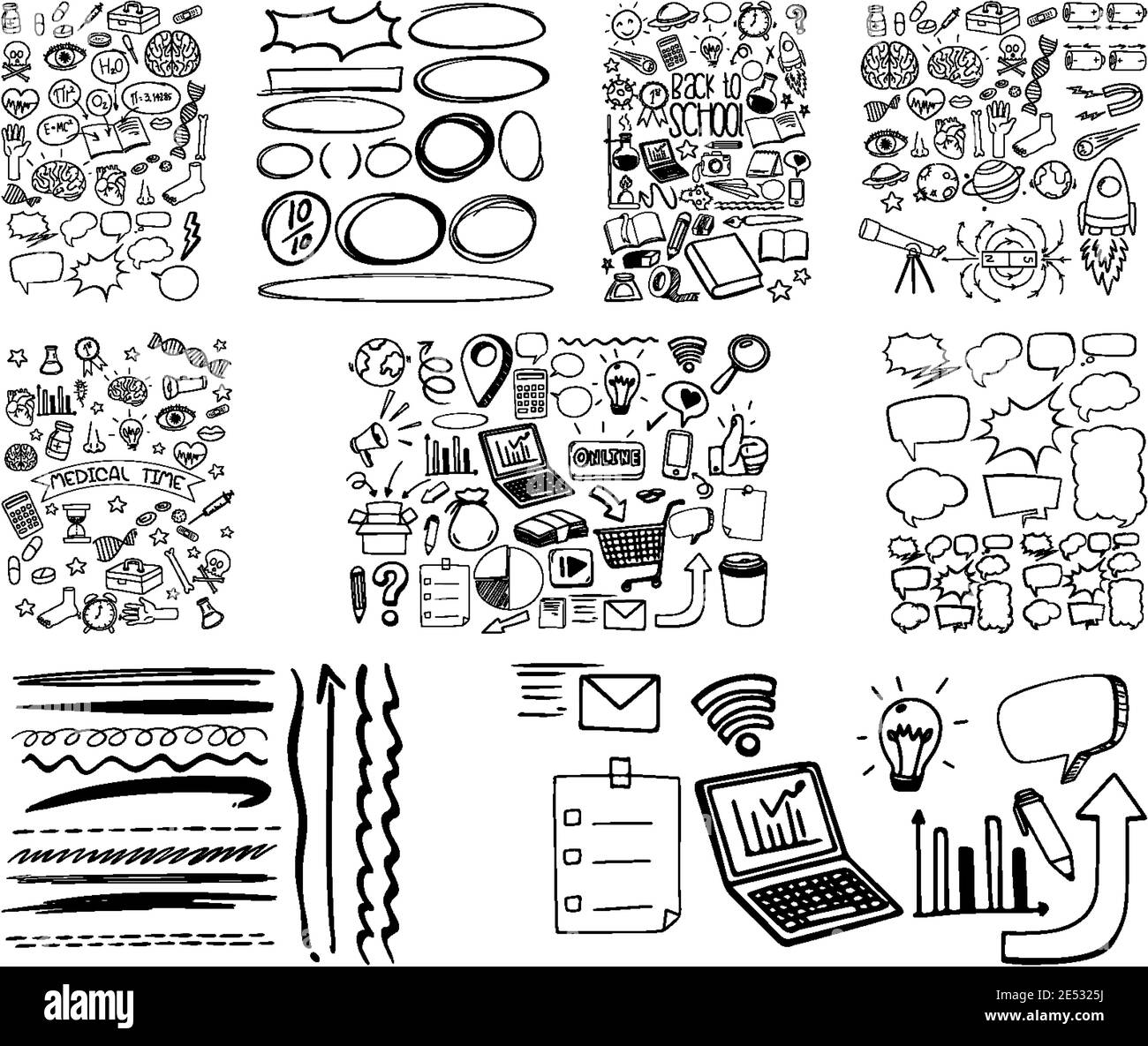 Set of object and symbol hand drawn doodle on white background ...