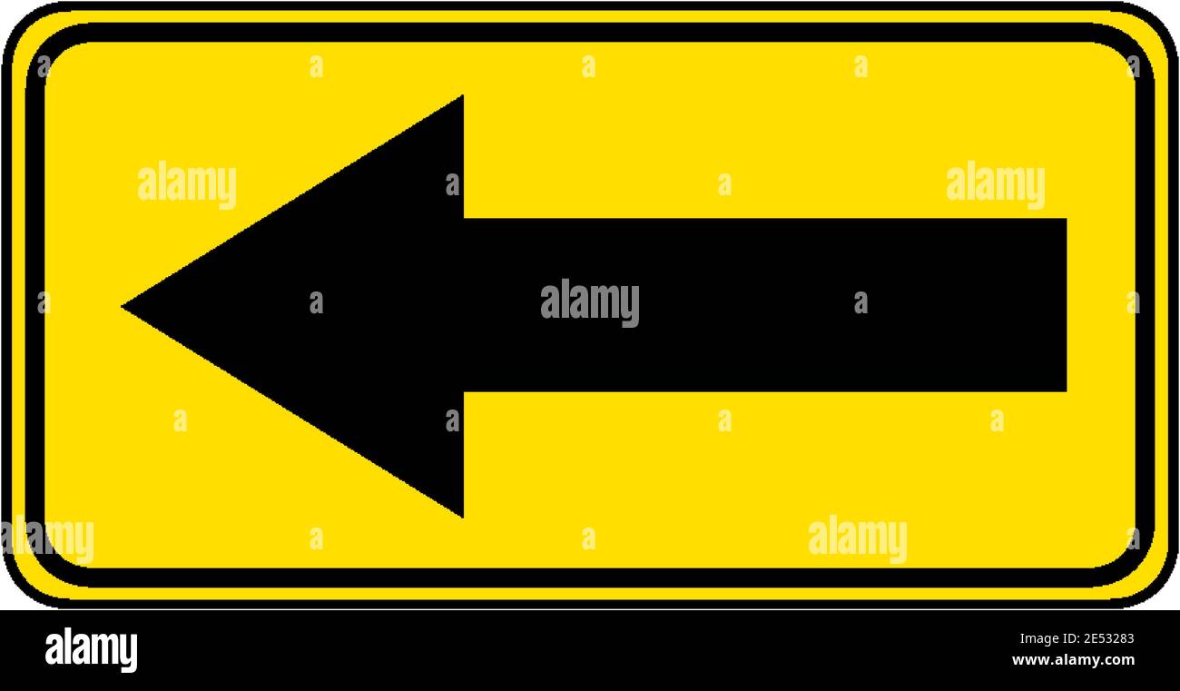 Sharp curve to left yellow sign on white background illustration Stock ...