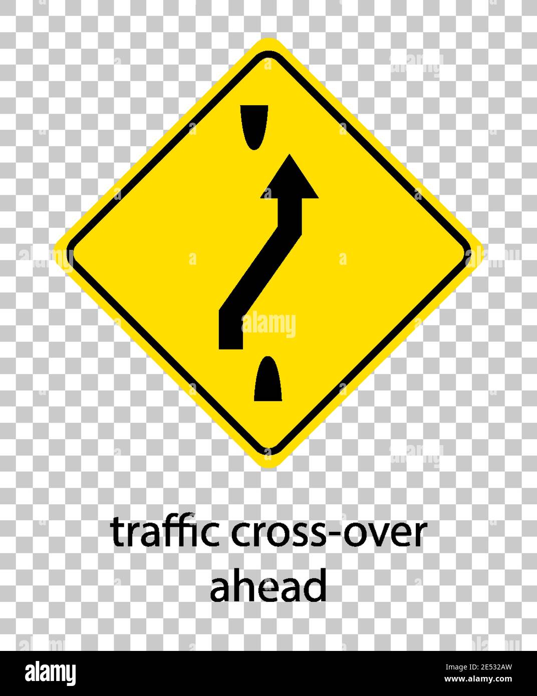 Yellow traffic warning sign on transparent background illustration ...