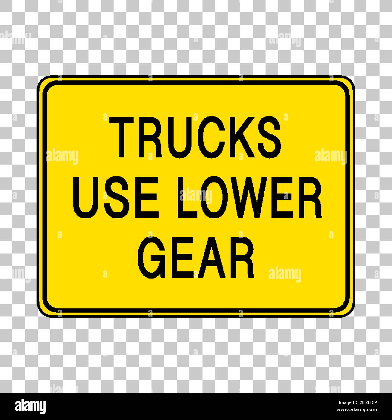 Trucks use lower gear warning sign isolated on transparent background ...